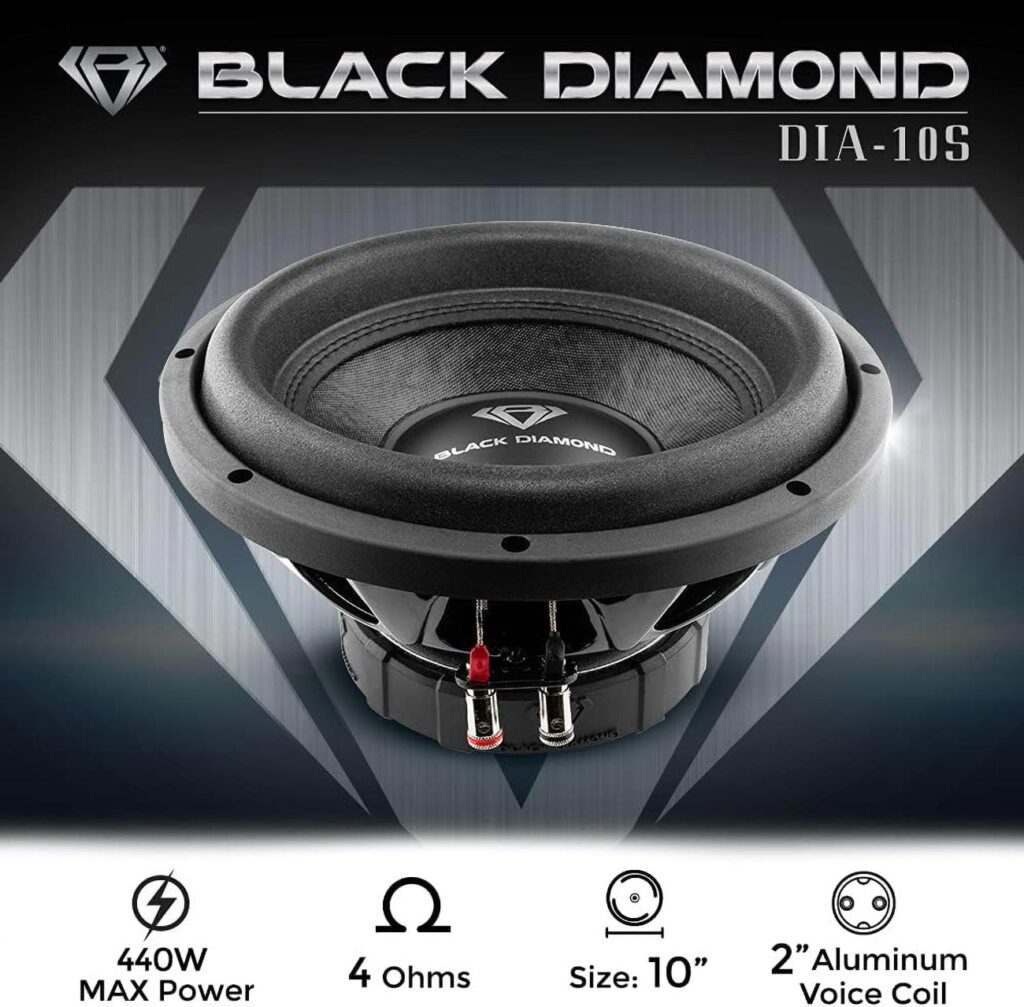 Black Diamond 10″ Woofer, 220W RMS/440W Max, Single 4 Ohm Voice Coil ...