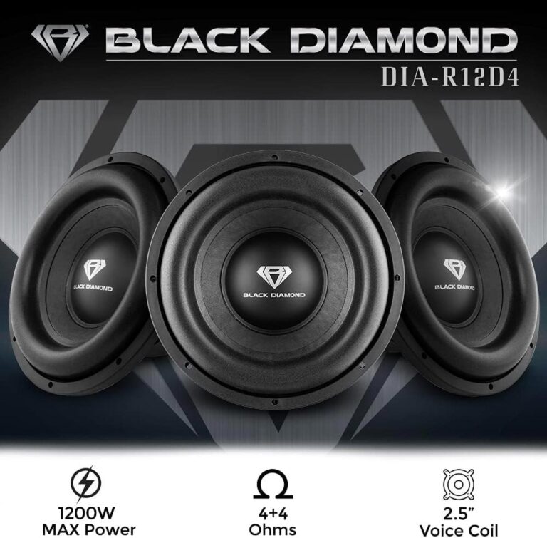 Black Diamond 12″ Woofer, 600W RMS/1200W Max, Dual 4 Ohm Voice Coil ...