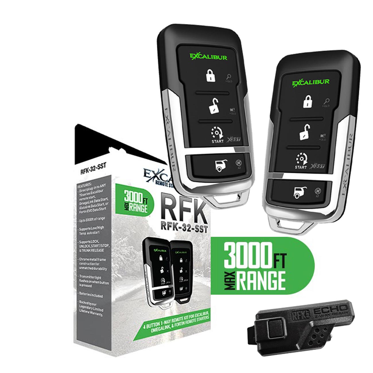 Excalibur 4-Button 1-Way Remote Kit for Excalibur, OmegaLink and Fortin ...