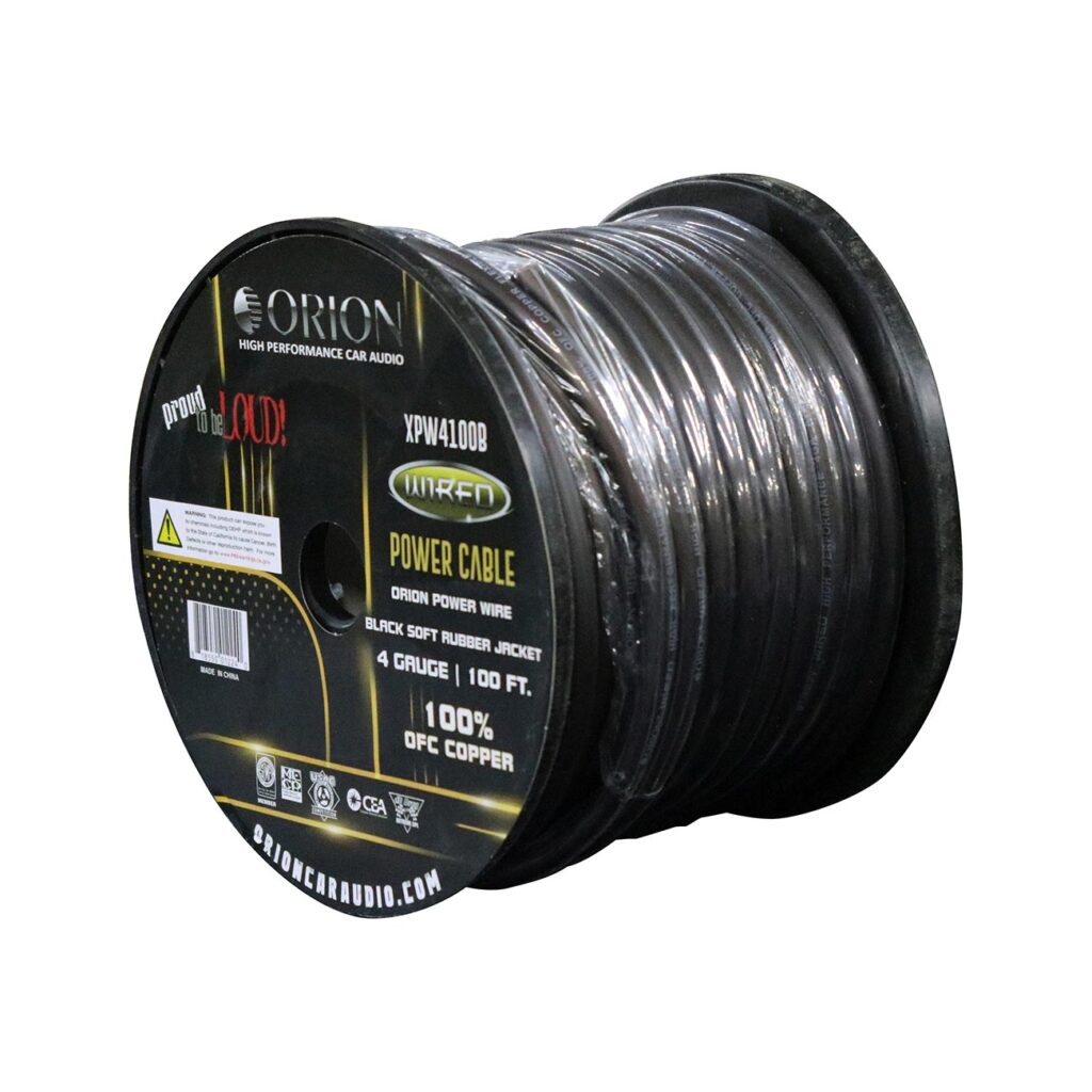 Orion XTRPRO 4 Gauge 100% OFC Copper Wire – Black Jacket (100 ft Roll ...